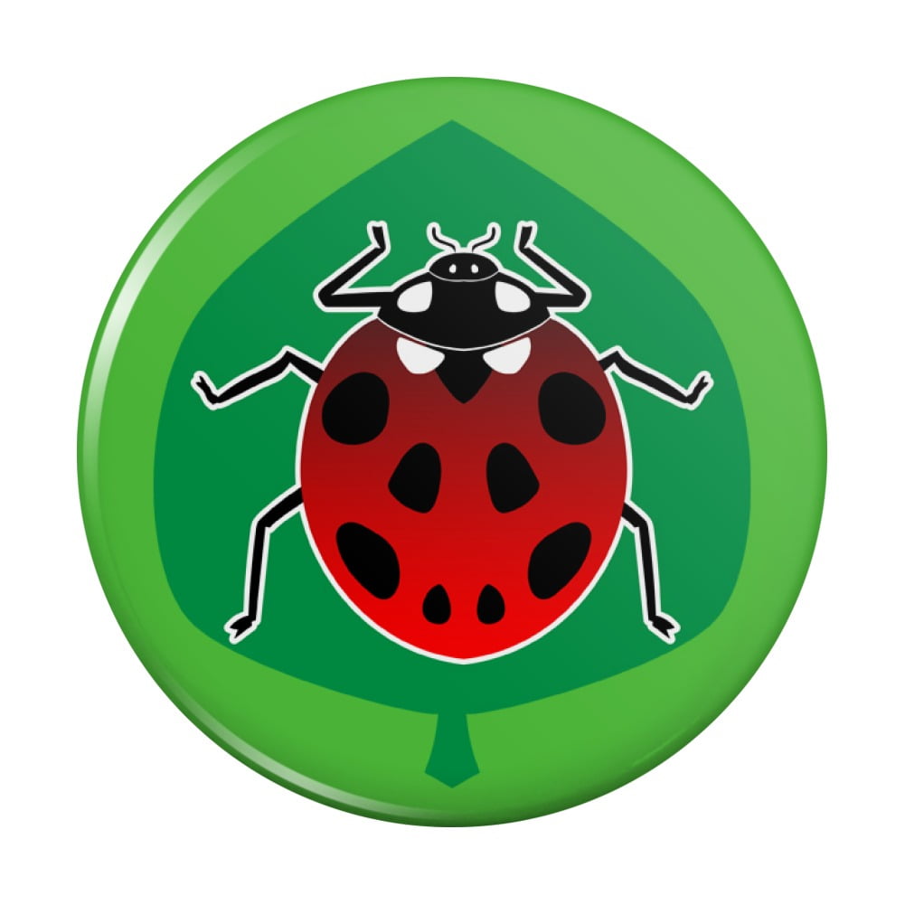 Red Ladybug on Green Leaf Ladybird Kitchen Refrigerator Locker Button ...