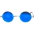 Round Sunglasses - Small (43mm) Silver Frame / Blue Mirror Lens ...
