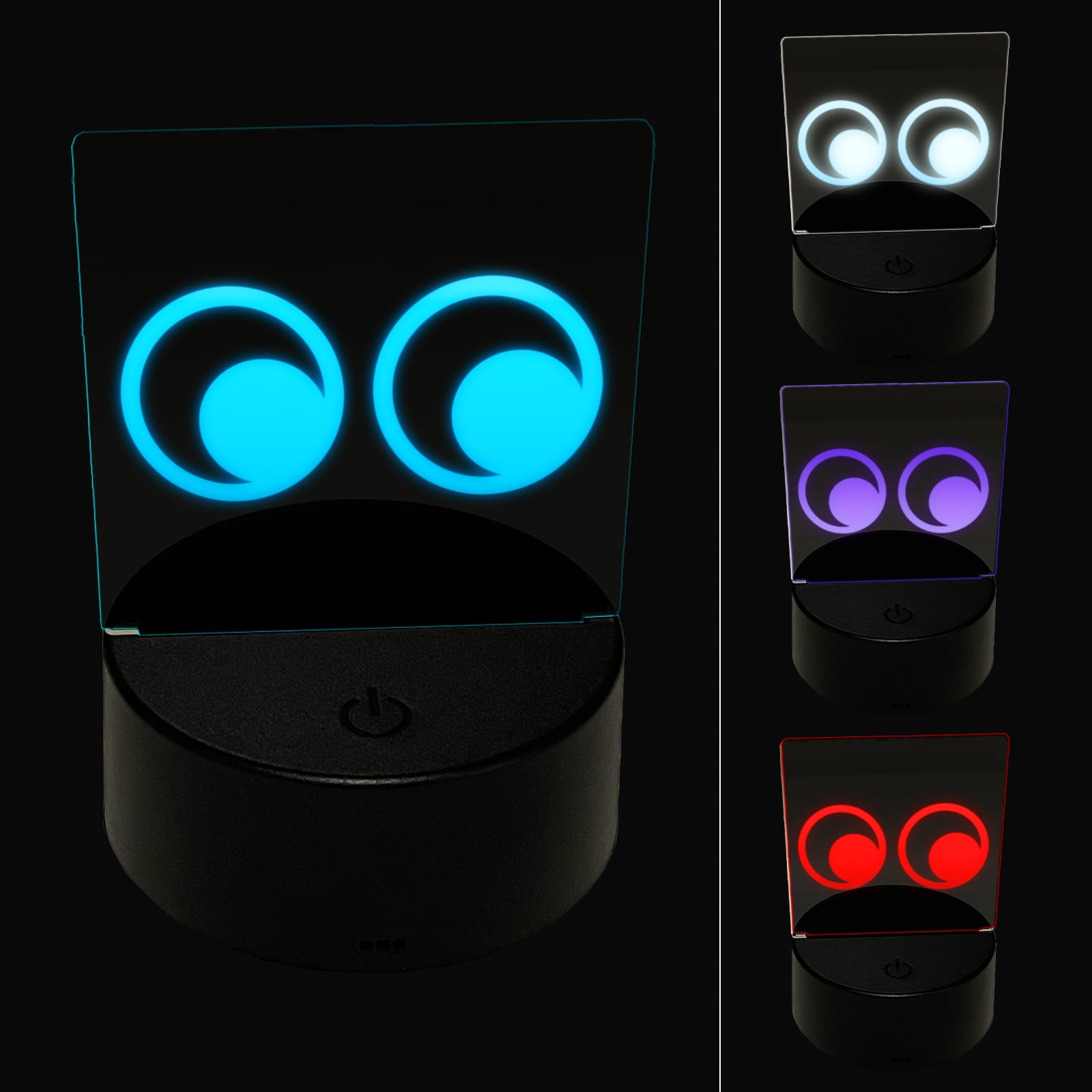 Cute Cartoon Eyes Looking to Side LED Night Light Sign 3D Illusion Desk ...