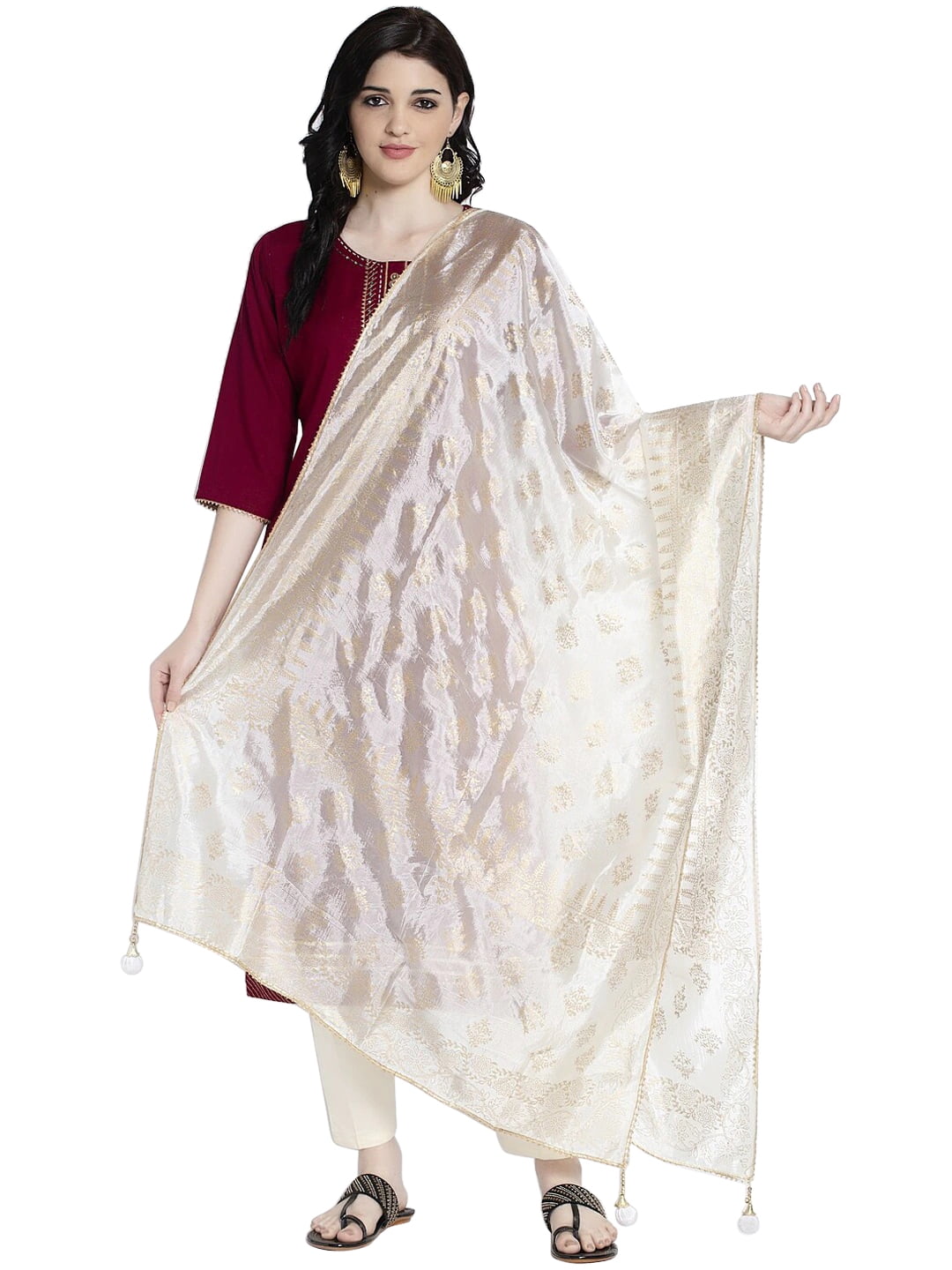 eloria Floral Off White Woman's Indian Ethnic Chunni, Dupatta, Stole ...