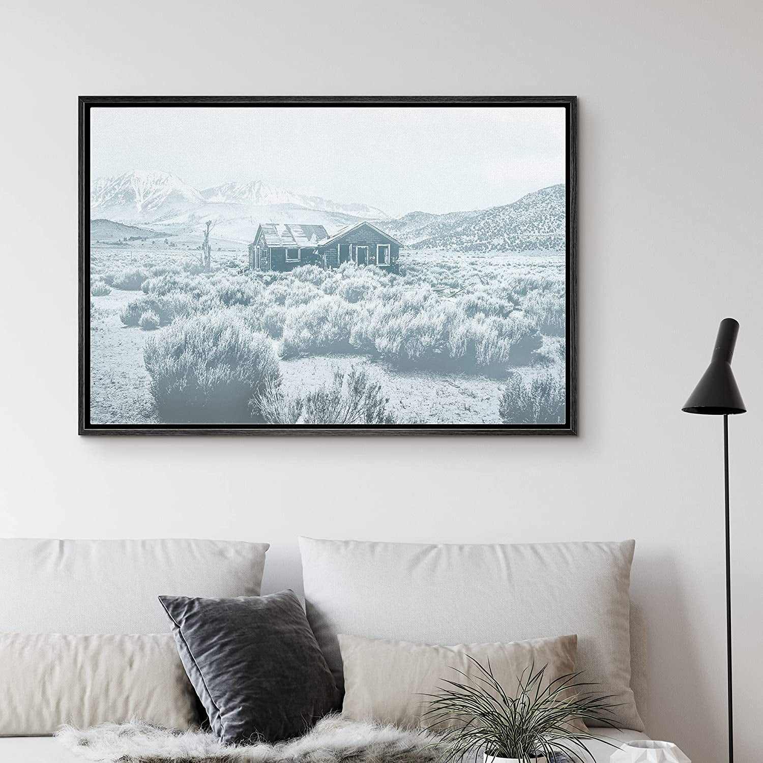 PixonSign Framed Canvas Print Wall Art Desolate Country Cottage Animals ...