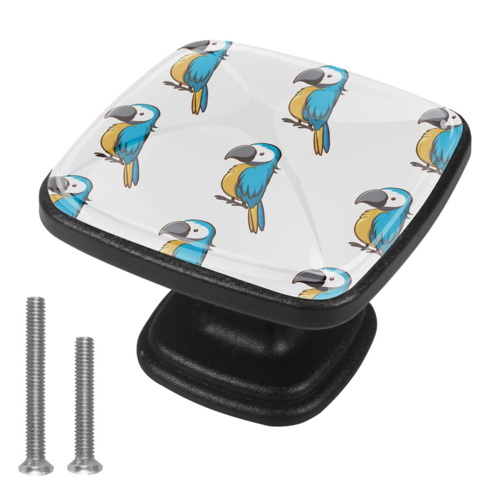 4 Pcs Cabinet Handle Drawer Pulls Parrot Knobs with Screws Square ...