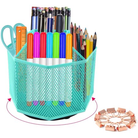 Pencil Organizer for Desk - 360-Degree Rota Pen Caddy Holders ...
