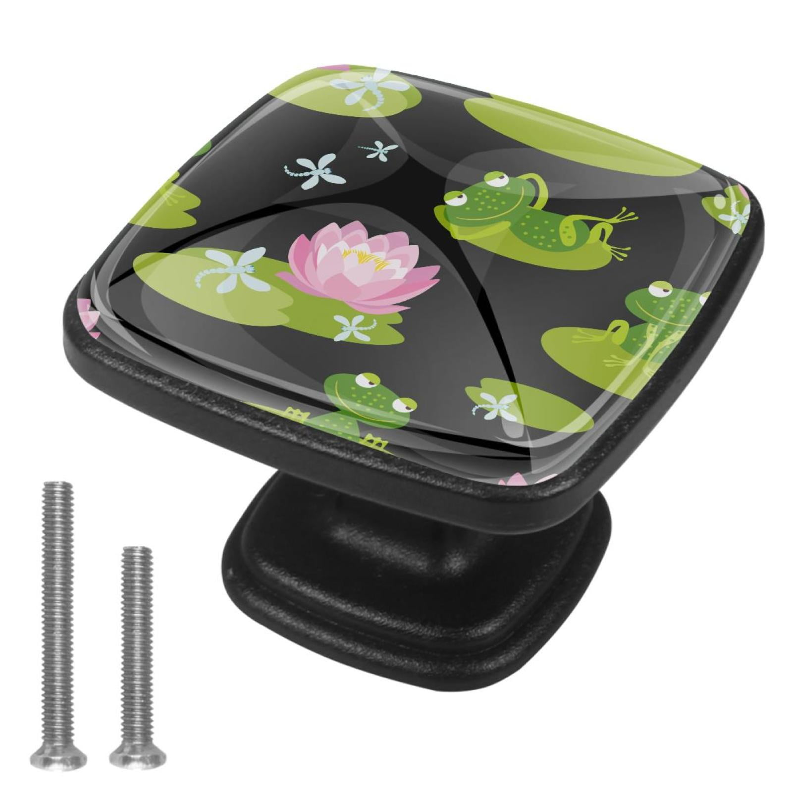4 Pcs Cabinet Handle Drawer Pulls Frog Knobs with Screws Square ...