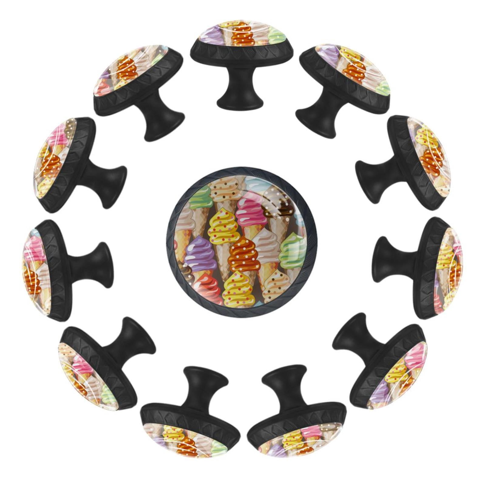 12 Pack Round Crystal Glass Knobs Ice Cream Pull Handle for Kitchen ...