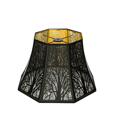 SWAIFDEE Etched Forest Large Metal Lamp Shade, 8-Petal Lotus Shape ...