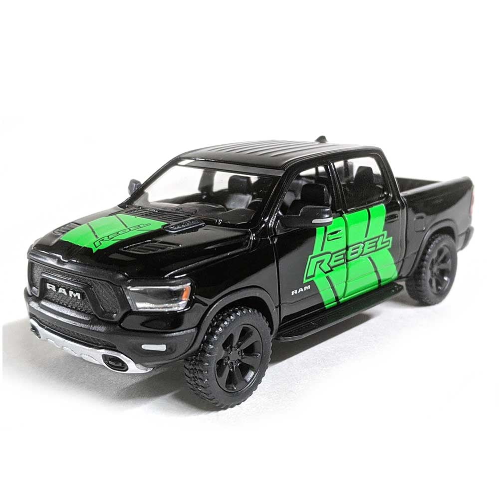 5" Die-cast: 2019 RAM Rebel 1500 Pickup Truck with Decals (Black) 1/46 ...