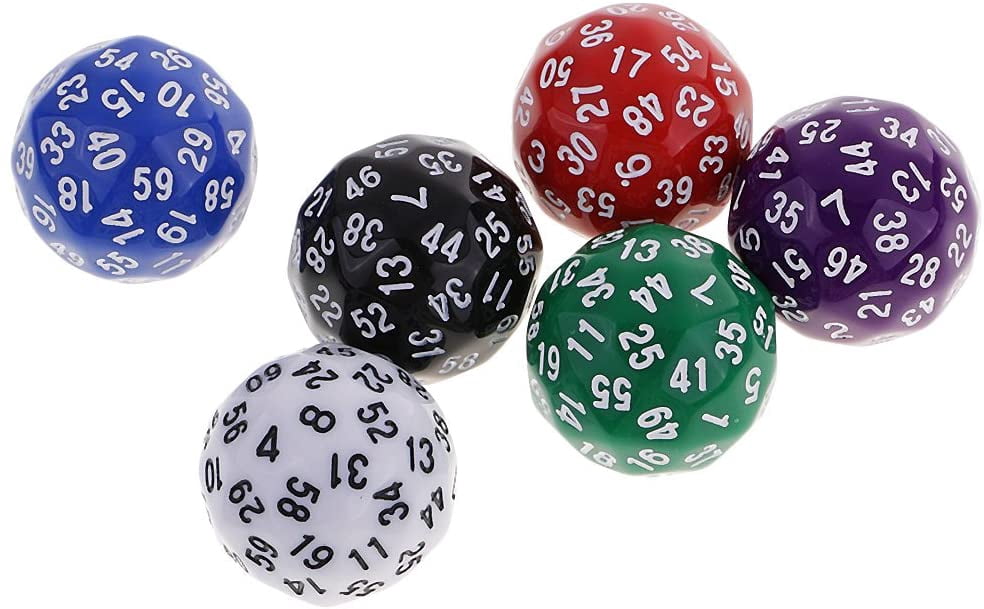 yayagoli 6X 60 Sided Dice D60 Polyhedral Dices for RPG Board Game ...