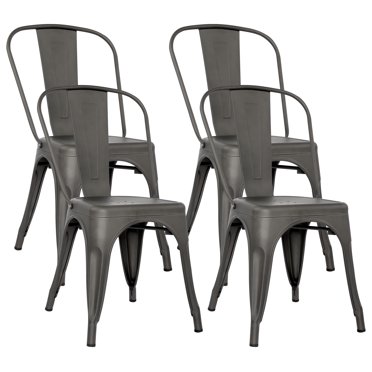 Furmax Heavy Duty Industrial Metal Dining Chairs, Set of 4 for Kitchen ...