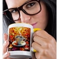 3drose, Autumn Leaves and a Cup of Steaming Coffee. Beautiful Gift for ...