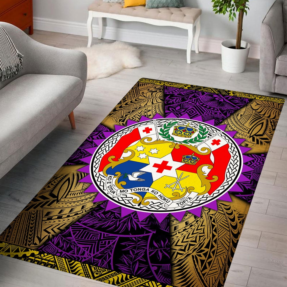 Rectangle Area Rug For Living Room, Bedroom, Tonga Coat Of Arms Rug ...