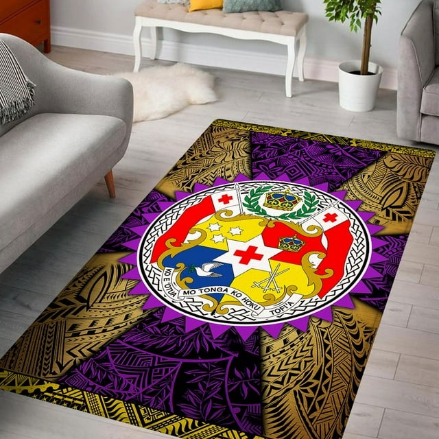 Rectangle Area Rug For Living Room, Bedroom, Tonga Coat Of Arms Rug ...