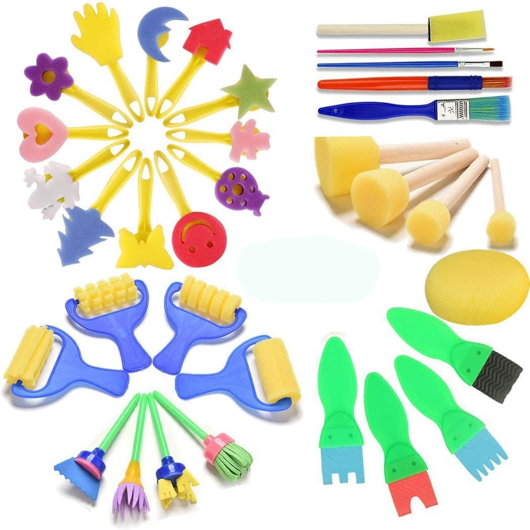 FUQUN 35pcs Kids Paint Sponges Toys,for Early Learning Kids Art & Craft ...