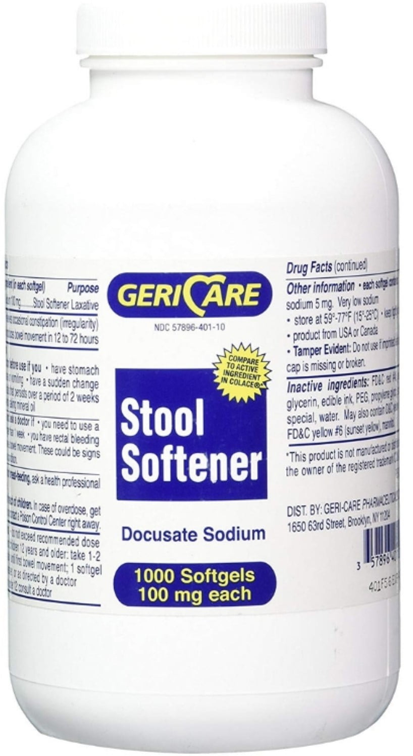 Stool Softener GeriCare Softgel Capsule 1000 per Bottle 100 mg Strength ...