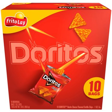 Doritos Nacho Cheese Flavor Tortilla Snack Chips, Bags, 10 count ...