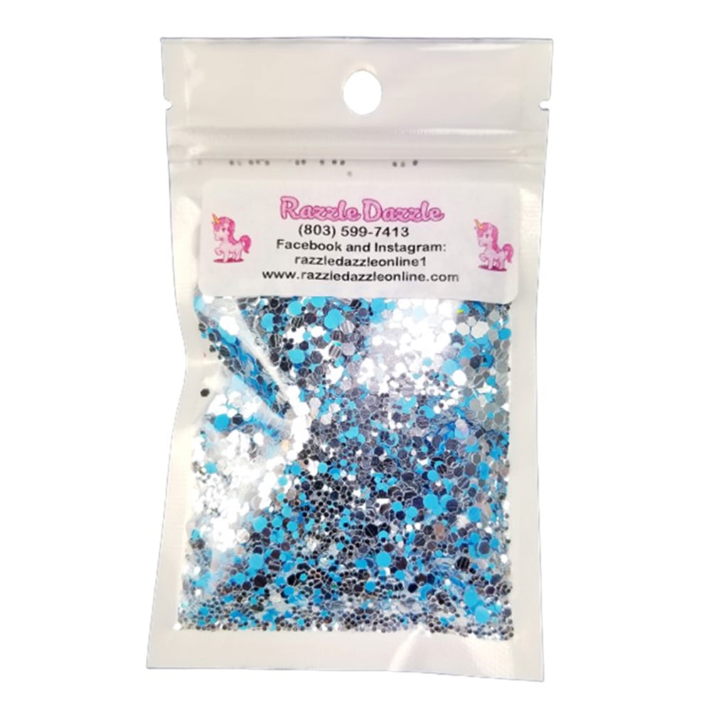 Razzle Dazzle Let it Go Glitter with Light Blue Circles and Different ...