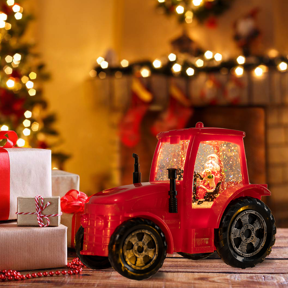 Snow Globes Musical Glitter Snow Globe Truck Car with USB & Battery ...