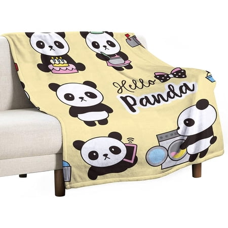 Yellow Panda's Day, for Couch Sofa or Bed Throw Size, Soft Fuzzy ...