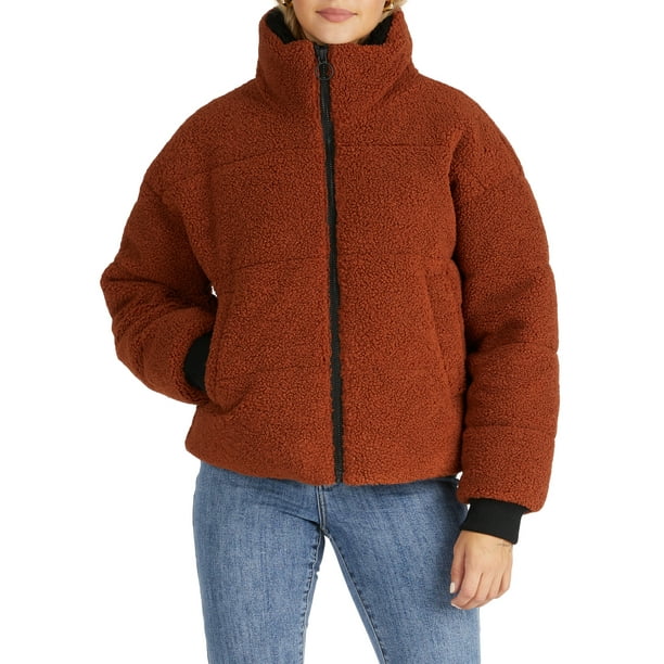 NVLT Women's Berber Puffer Jacket - Walmart.com