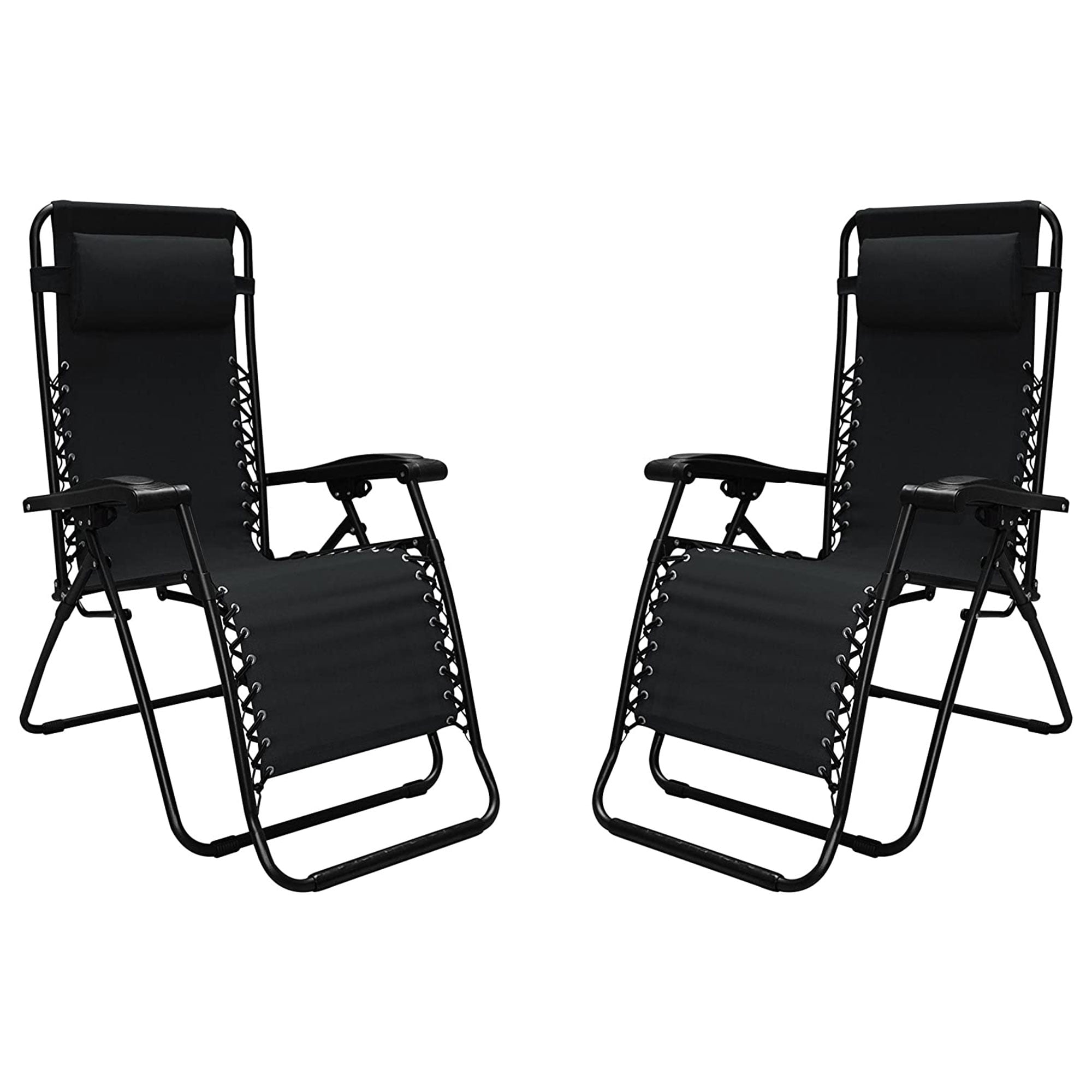 Caravan Sports Zero Gravity Outdoor Folding Lounge Chair, Black (Pair ...