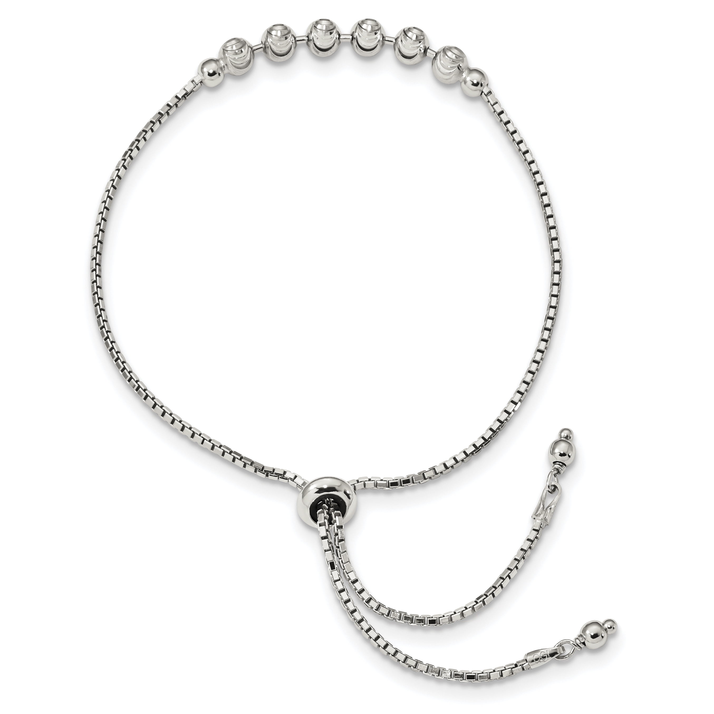 925 Sterling Silver Beaded Adjustable Bracelet Fancy Stretch Wrap Bead ...