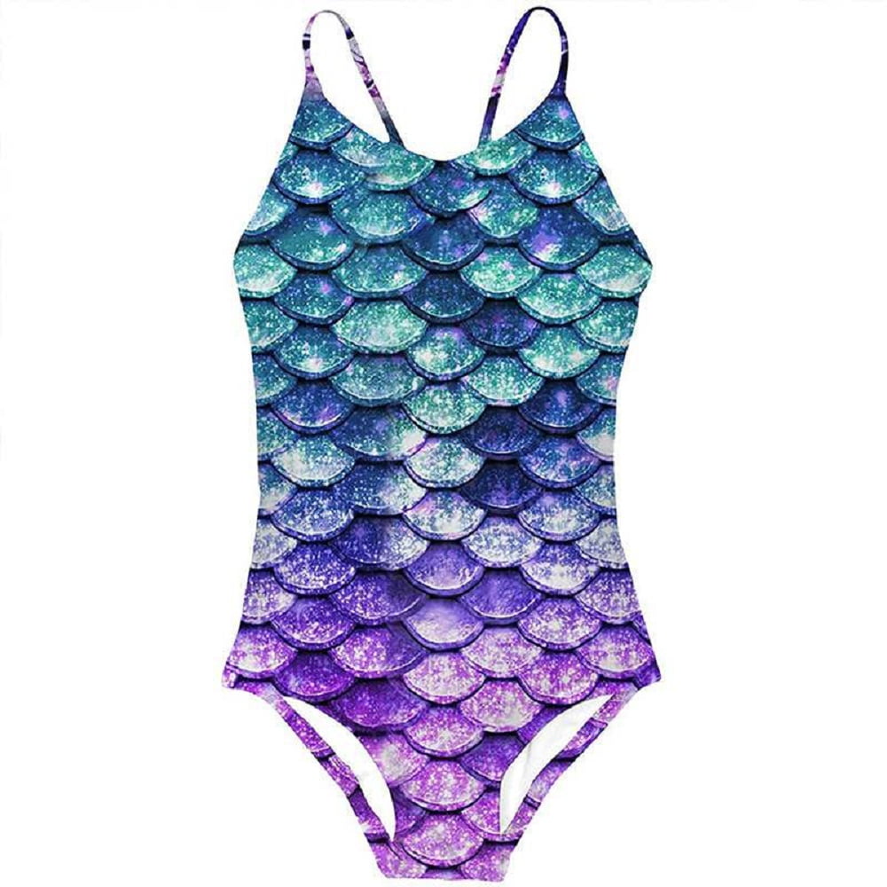 Girls One Piece Swimsuits Mermaid Bathing Suits Summer Swimsuit 2-8 ...