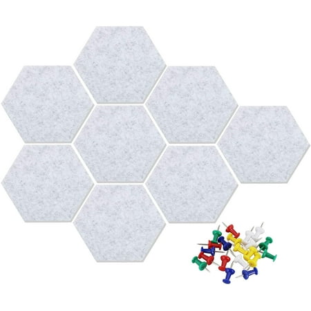 IGUOHAO Felt Hexagon Bulletin Board with 20 Push Pins, Pack of 8 Notice ...