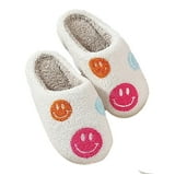 PacificPlex Womens Smiley Preppy Smile Slippers Retro Plush (5-6, Pink ...
