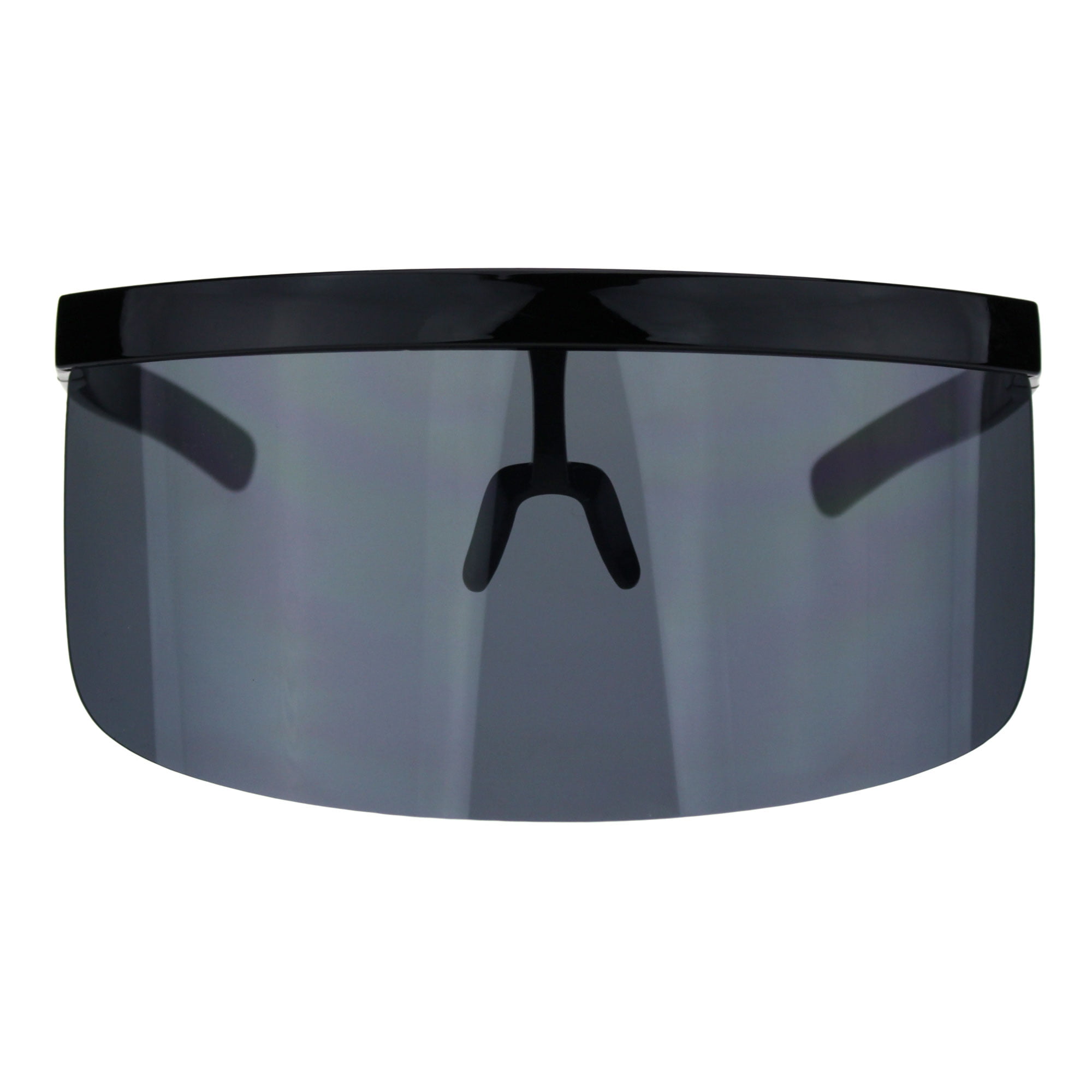 Mask Visor Welder Style Oversize Shield Flat Top Sunglasses All Black ...