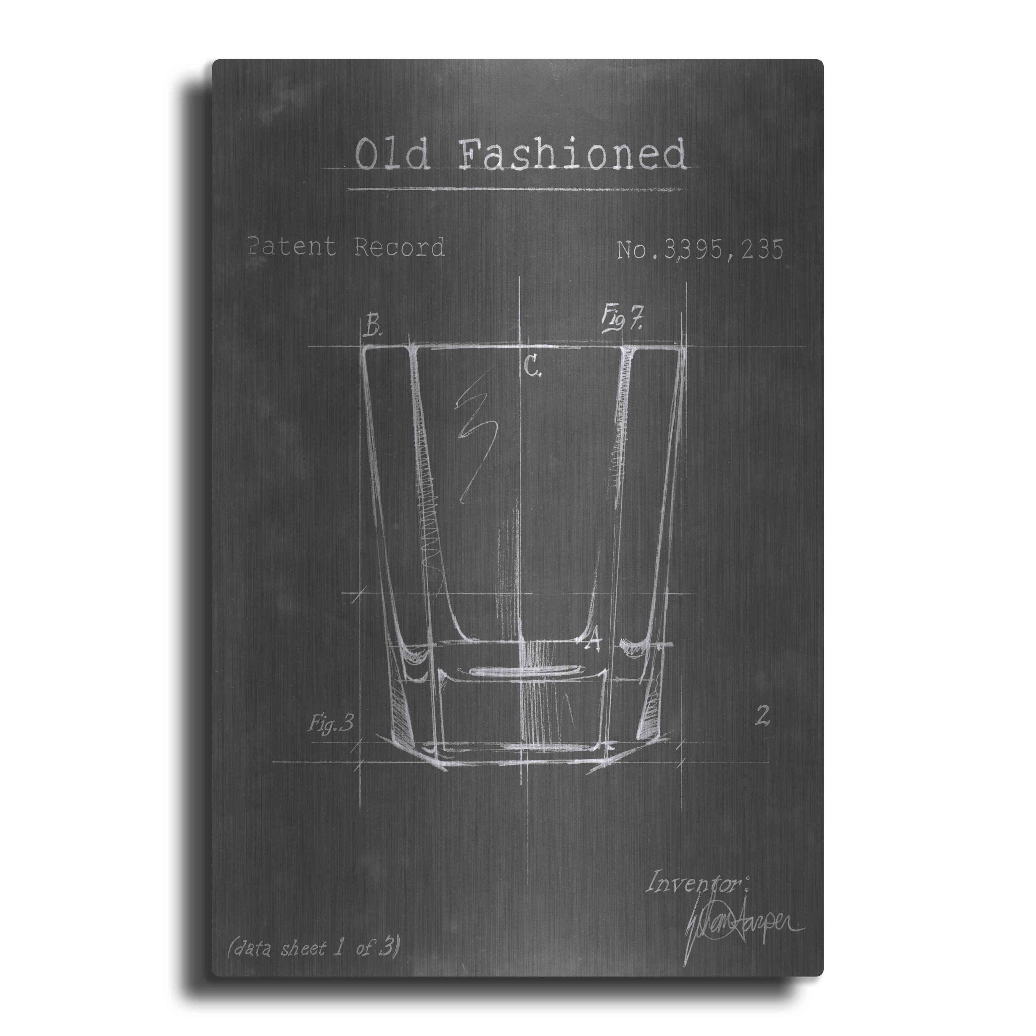 Luxe Metal Art 'Barware Blueprint I' by Ethan Harper Metal Wall Art, 16 ...