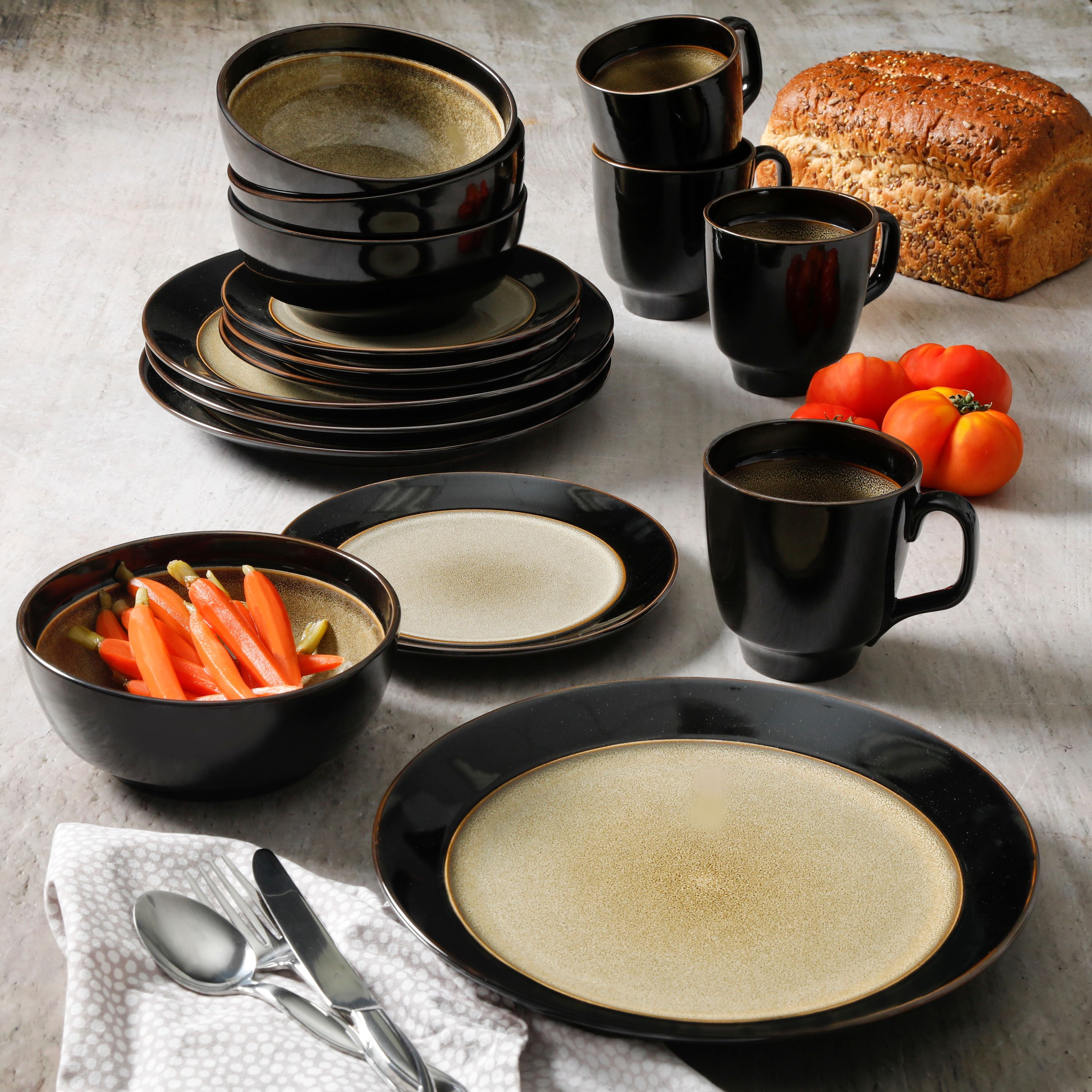 Gibson Studio Villa Mosa 16-Piece Dinnerware Set, Taupe - Walmart.com