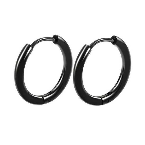 Black metal round earrings store