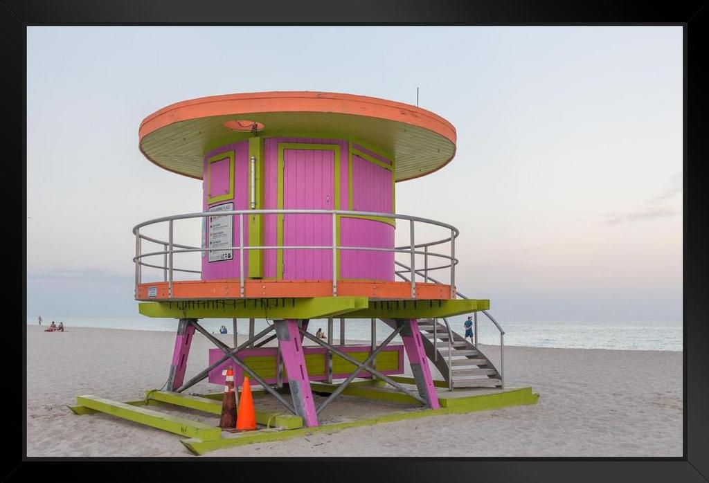 Pink Lifeguard Tower at Miami Beach Photo Photograph Art Print Stand or ...
