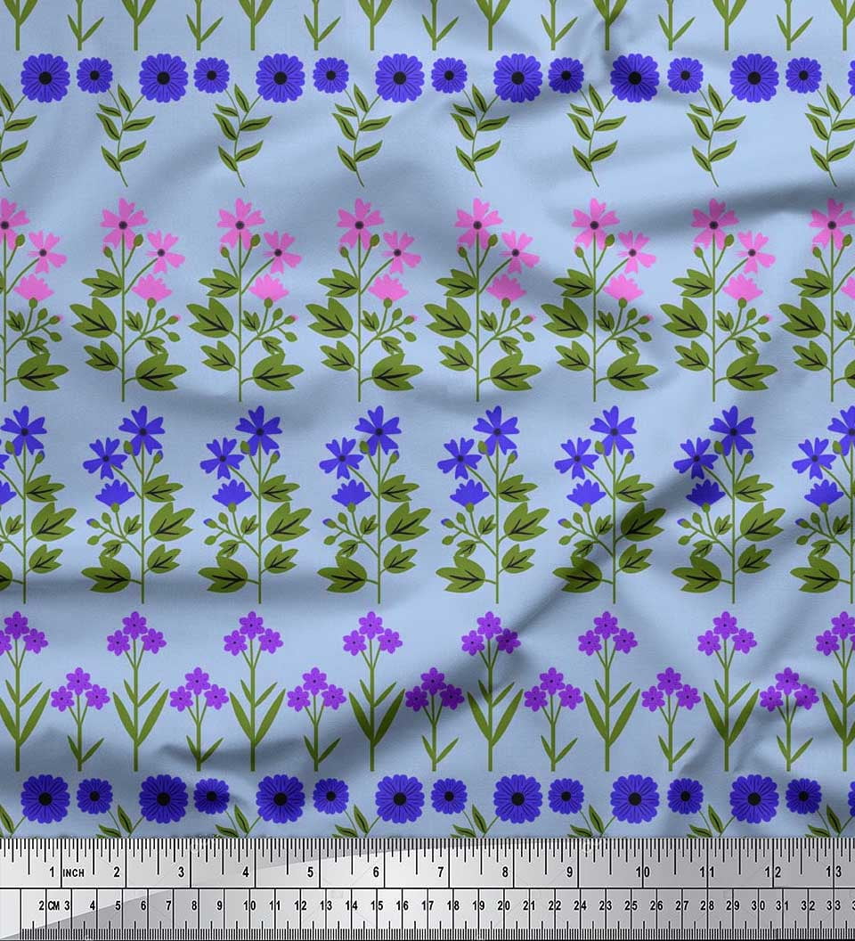 Soimoi Rayon Fabric Leaves & Floral Clip Art Print Fabric by The Yard ...