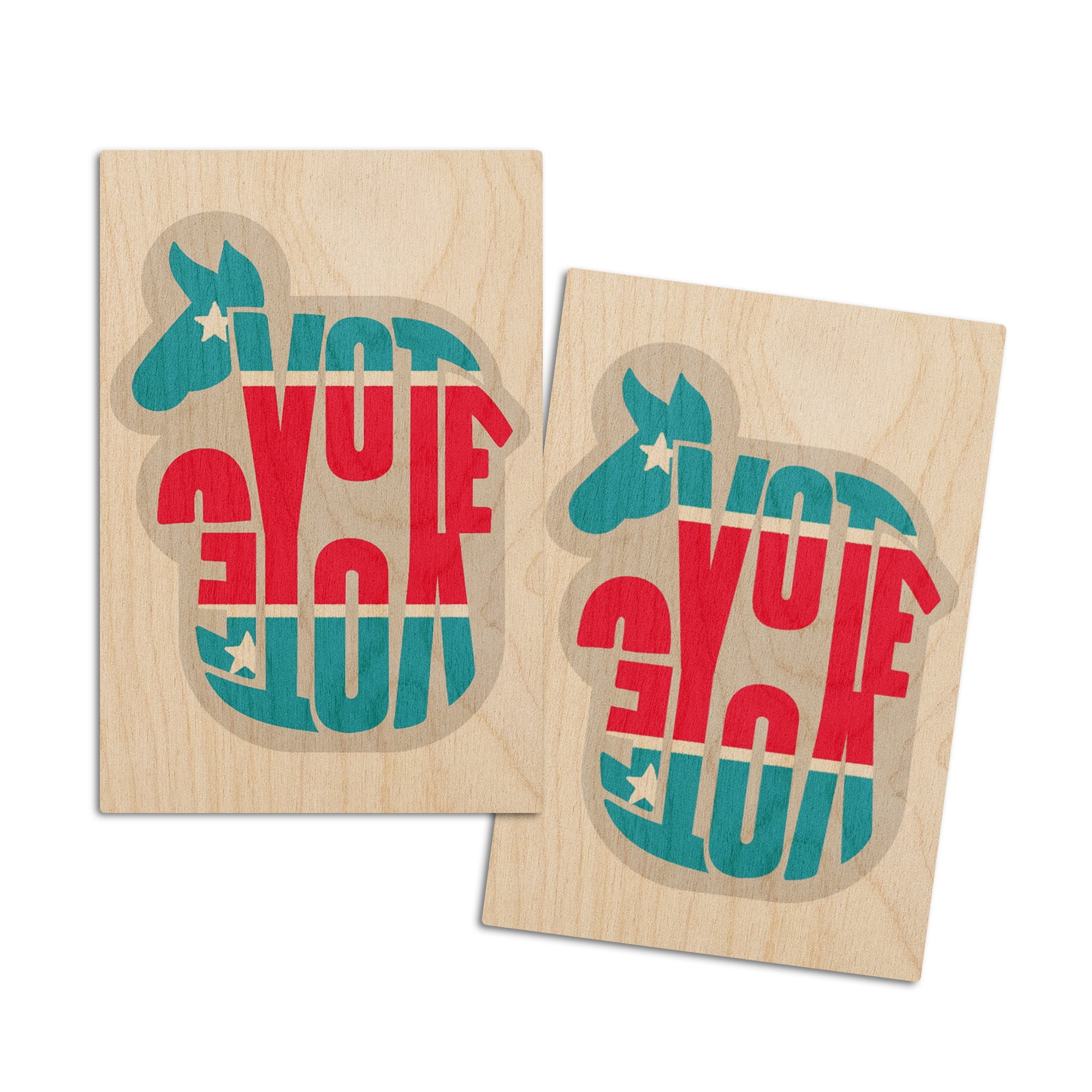 Political Collection, Party Signs, Contour (4x6 Birch Wood Postcards, 2 ...