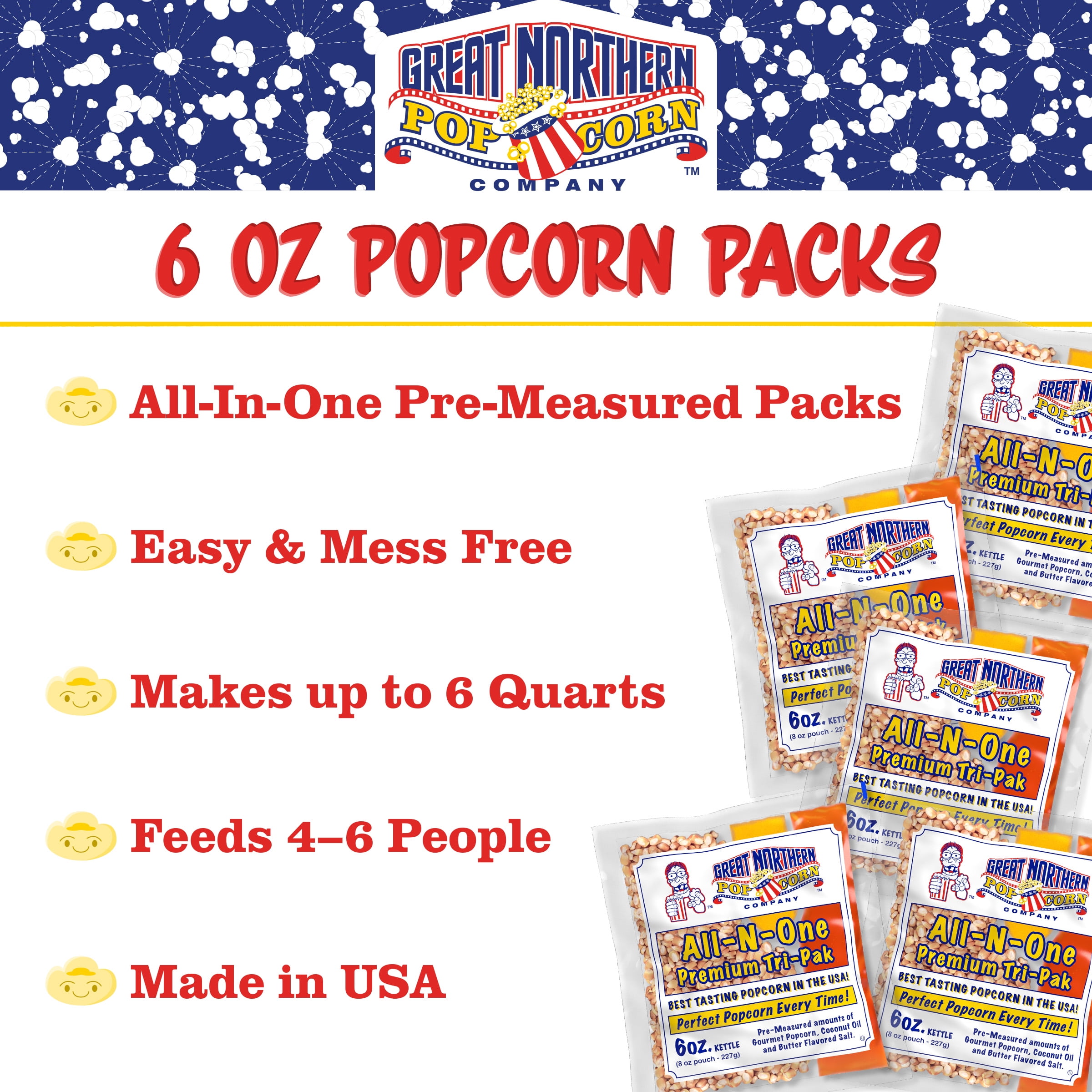 Great Northern Popcorn Case of 12 Pre-Measured 6Oz Gourmet Popcorn ...