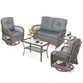 MEETWARM 5pc All-Weather Rattan Patio Set: 2 Rocking, 1 Loveseat Chairs ...