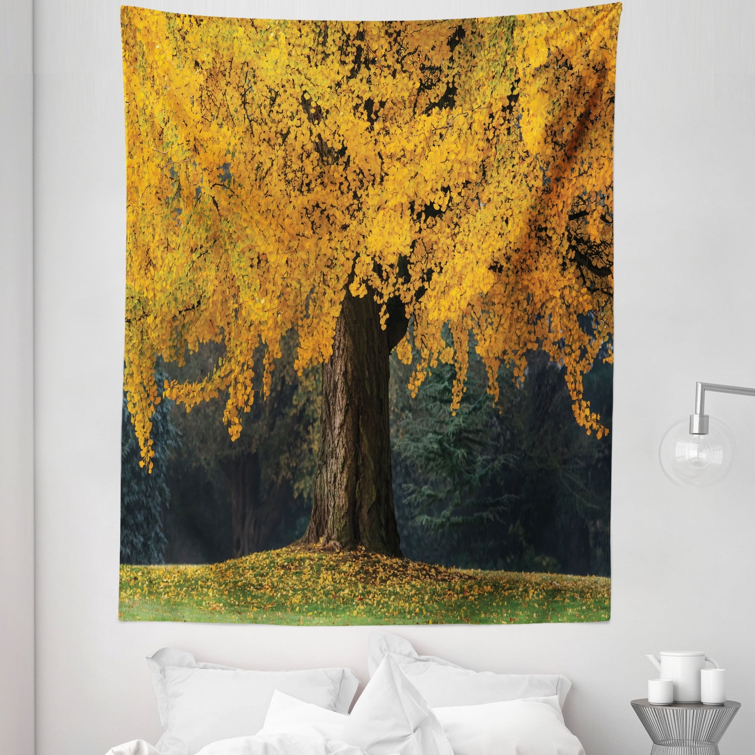 Fall Tapestry, Old Tree with Leaves During Fall Evergreen Forest at the ...