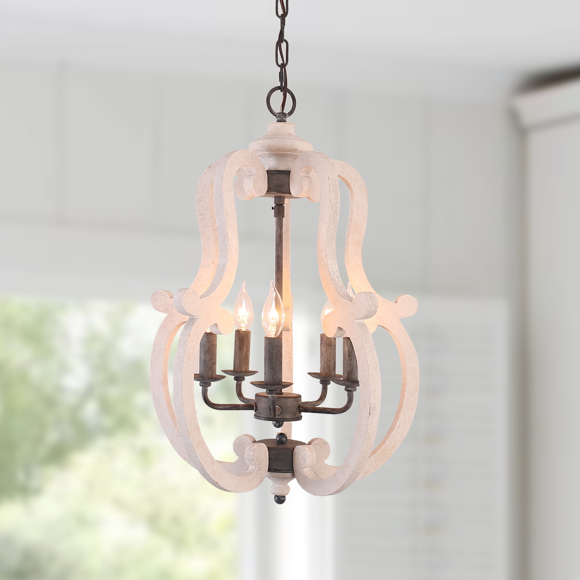 5-Light Farmhouse Lantern Chandelier, Bird Cage Entry Light, Modern ...