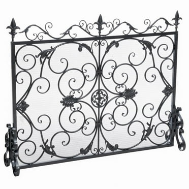 Small Cast Iron Scrollwork Fireplace Fire Screen with Doors - Walmart.com