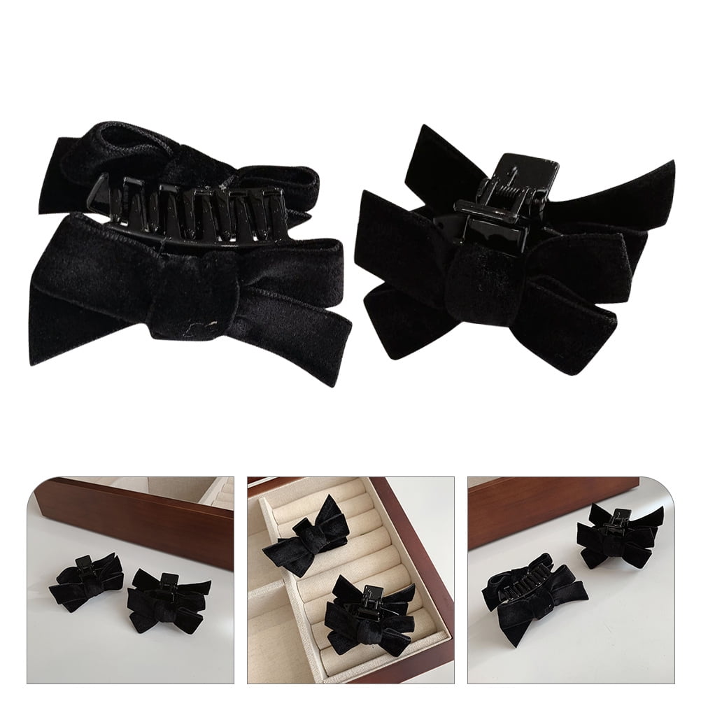 Click here for Ounona Hair Clip Small 2pcs Black Velvet Bow Shape... prices