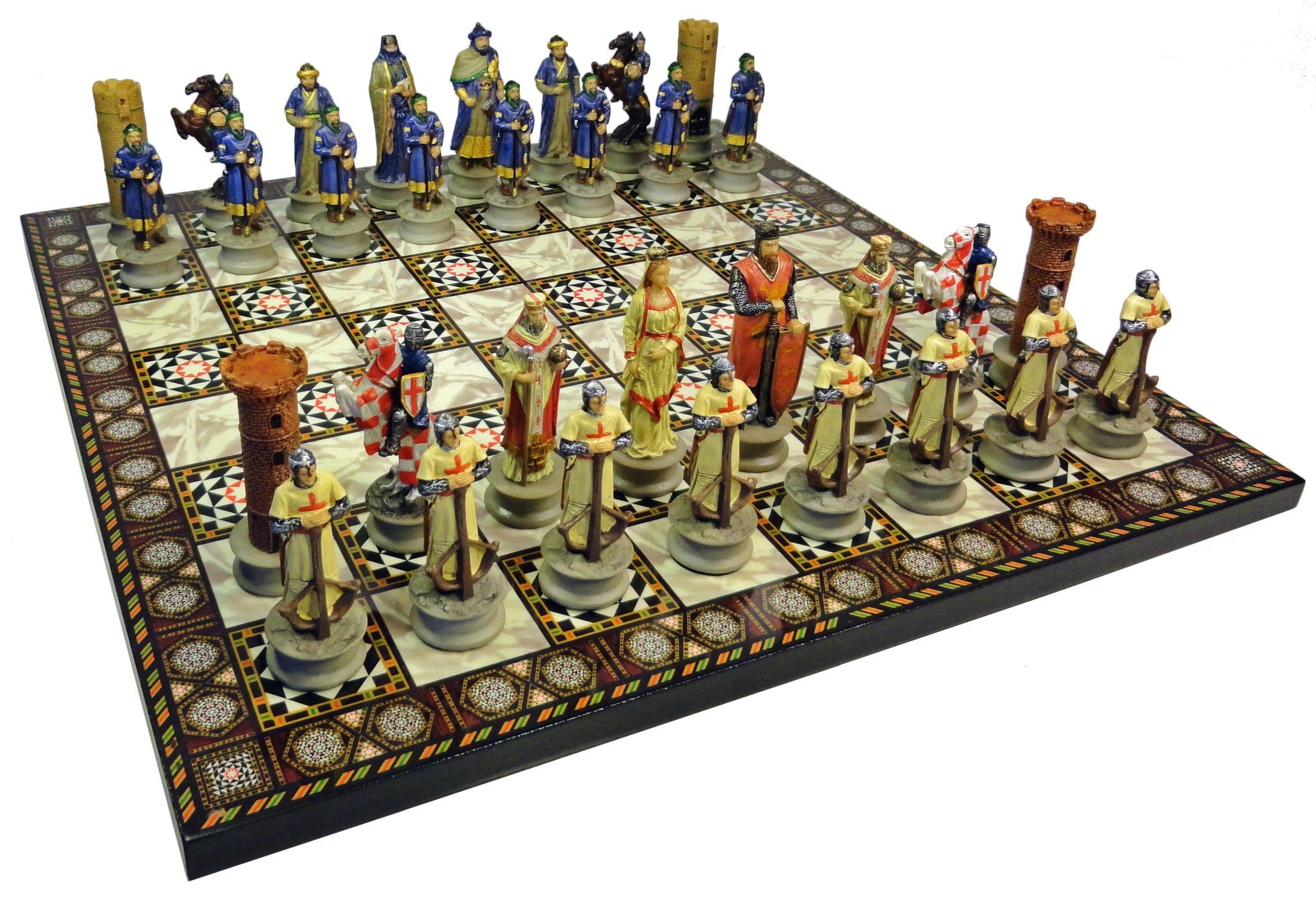 Medieval Times Crusades Arabian Vs Christian Chess Set W14" Mosaic ...