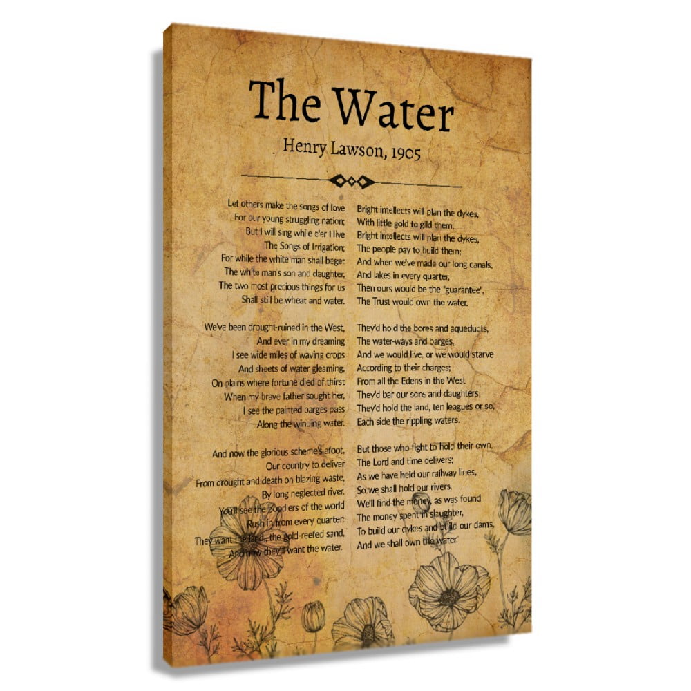 The Water Poem Wall Art Henry Lawson Quotes Wall Art Poetry Posters for ...