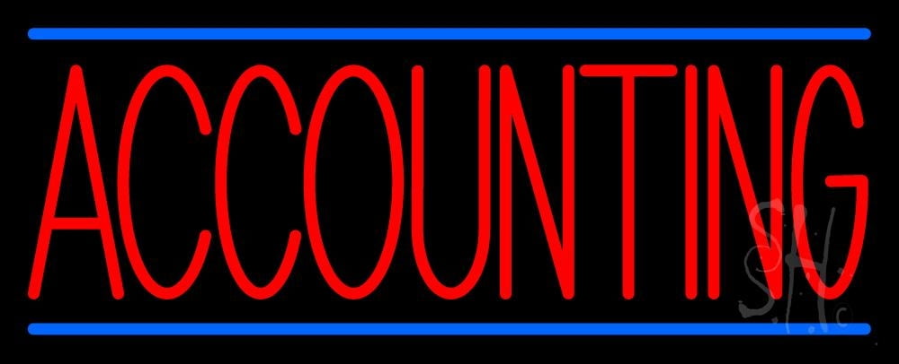Red Accounting Blue Lines LED Neon Sign 10 x 24 - inches, Black Square ...