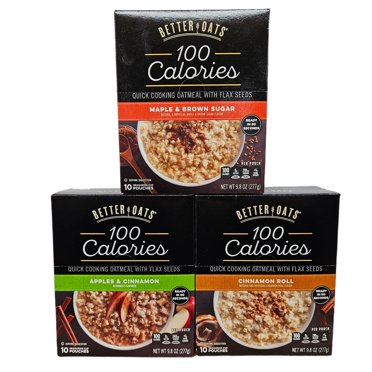 Better Oats 100 Calorie Maple Brown Sugar Oatmeal with Flax Seeds, 10 ...