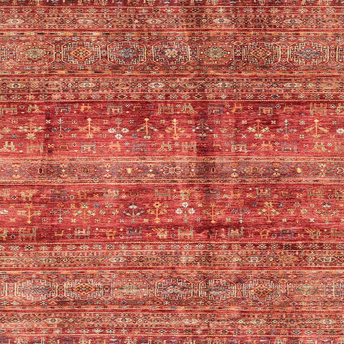 Ahgly Company Indoor Square Abstract Red Abstract Area Rugs, 7' Square ...