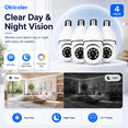 Okicoler 4-Pack 2K WiFi Light Bulb Security Cameras, 355° Pan & Tilt ...