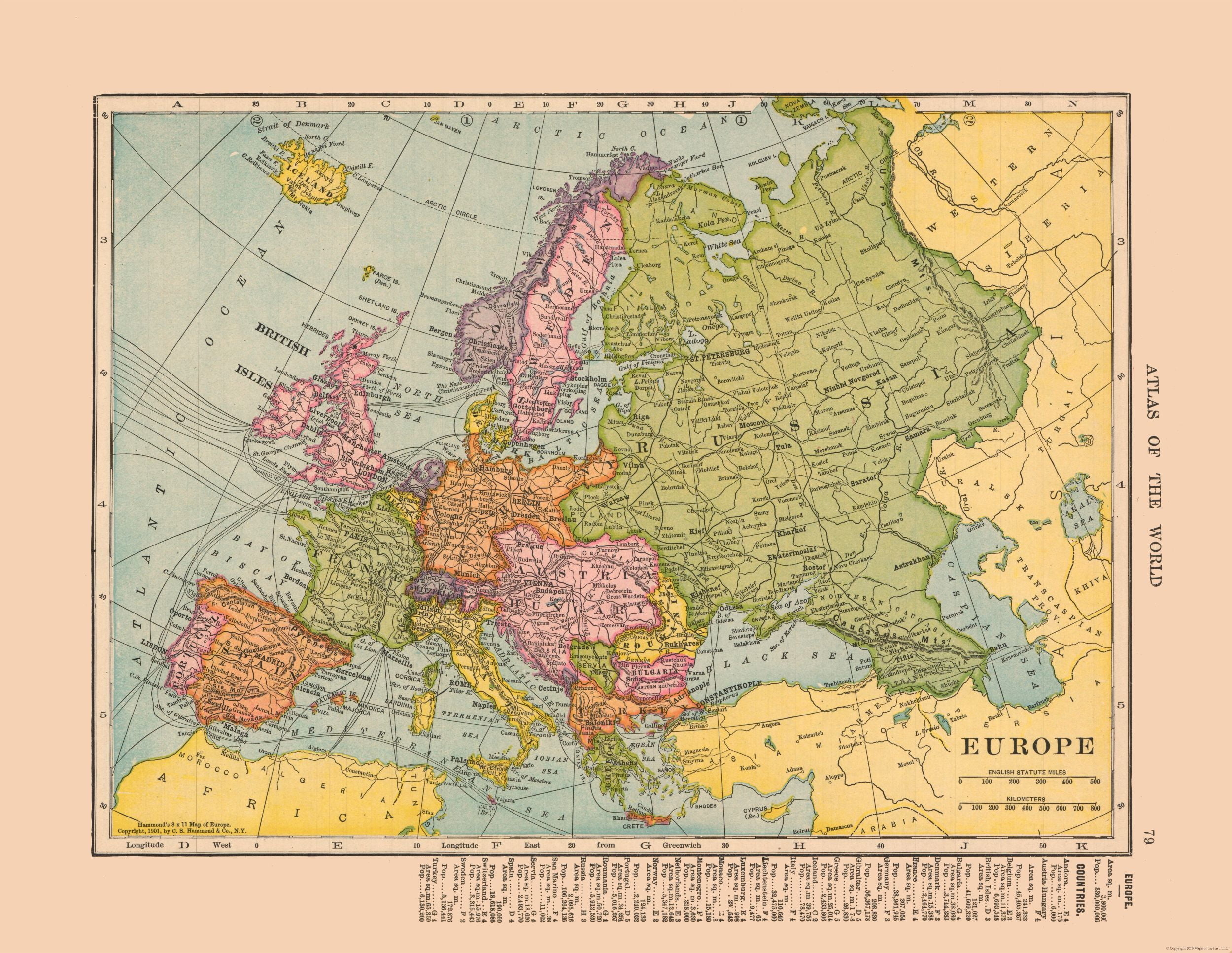 Europe - Hammond 1910 - 23.00 x 29.73 - Matte Canvas - Walmart.com