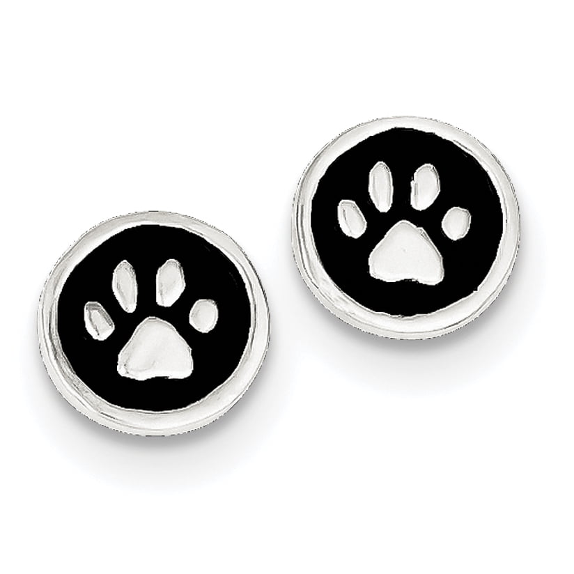 Primal Silver Sterling Silver Enamel Paw Print Post Earrings - Walmart.com