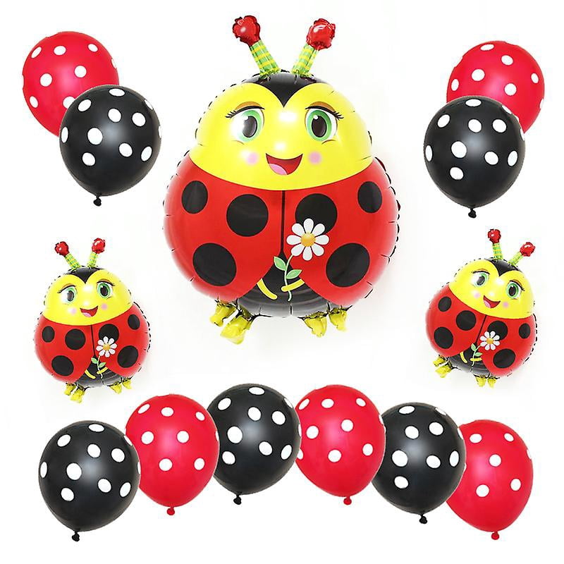 13-piece Set Ladybug Balloon Yellow Black And Red Ladybug Foil Mylar ...